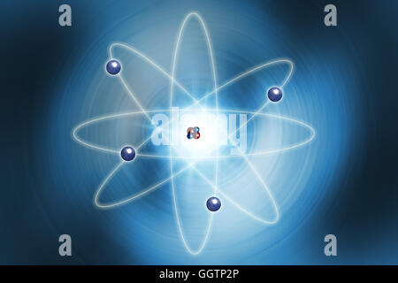 Abbildung eines Atoms mit Elektronen um den Atomkern Stockfotografie ...