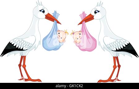 Plakat-Storch mit Baby Stockfoto, Bild: 80181373 - Alamy