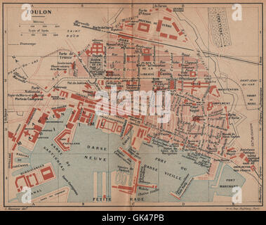 TOULON: Antike Stadt Karte Stadtplan. Alten Telo Martius.Panorama ...