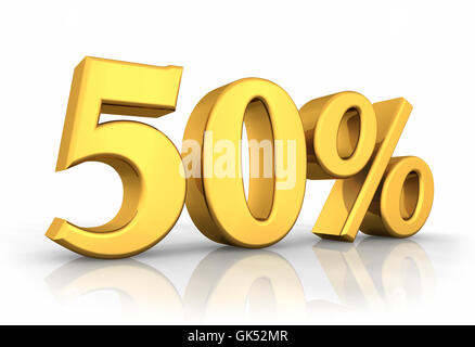 3d Gold 50 50 % Zeichen Stockfotografie - Alamy