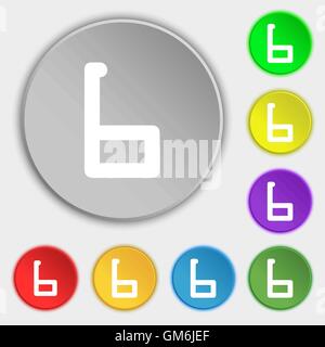 Nummer sechs Symbol Zeichen. Symbole auf acht farbigen Tasten. Vektor Stock-Vektorgrafik - Alamy