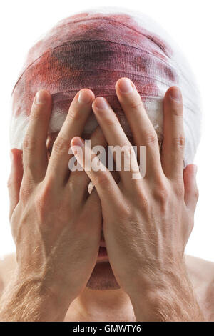 Bandage auf Blut Wunde Kopf Stockfotografie - Alamy