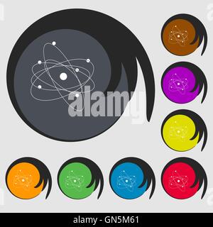 Physik, Atom, Urknall Symbol Zeichen. Große Reihe von bunten ...