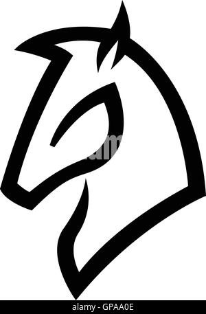 Pferdehengst Kopf Wappentier Emblem. Rote, gelbe, graue Pferde mit ...