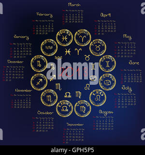 Kalender 2013 mit Sternzeichen Stockfoto, Bild: 116381240 - Alamy
