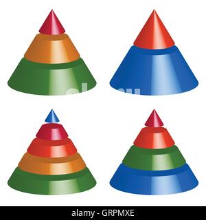 Pyramide, Kegel-Charts. 3-2-5-4 Ebenen. Mehreren Ebenen Dreieck 3d ...