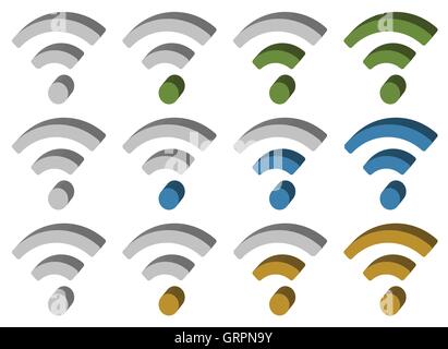 WiFi setzen, wi-Fi-Symbole, Kaffee und kostenlose WLAN-Zone, von Vektor ...