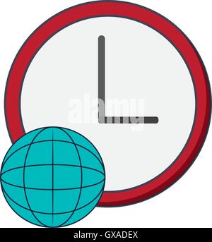 Erde Globus Diagramm mit Uhr Stock-Vektorgrafik - Alamy