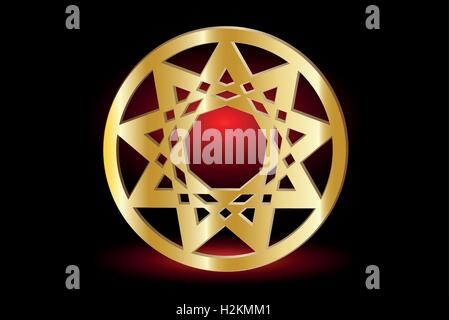 Symbol der Bahai neun zeigte Stern-Symbol. Ismus Religion Zeichen ...