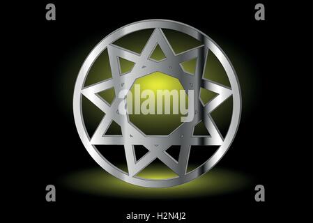 Symbol der Bahai neun zeigte Stern-Symbol. Ismus Religion Zeichen ...