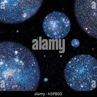 Blaue Kreise, Multiversum Theorie, Illustration zu abstrahieren ...
