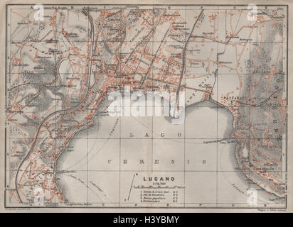 LUGANO antiken Stadt Stadt attraktivem. Carte-Karte der Schweiz ...