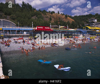 Die Halbinsel Krim, Ukraine Jalta, Hotel, Strand, Badende, Europa ...