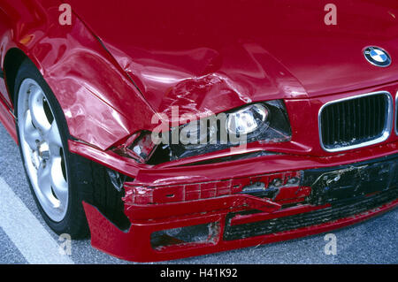 Verkehr, Unfall, Auto, rot, front Schaden, Detail, Audi Verkehr, Unfall ...