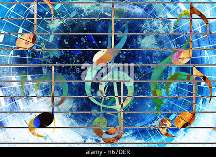 abstrakte Collage mit Musik, Noten, Musikkonzept, Computer-Grafik ...