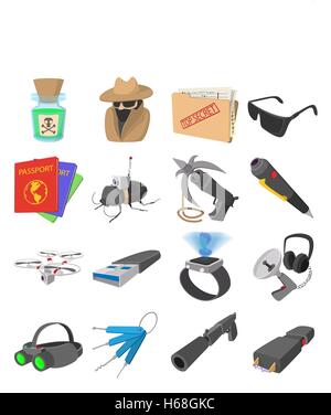 Spy Symbole im Cartoon style Set isoliert Vector Illustration Stock ...