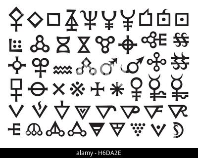 Alchemistische Zeichen, Teil 1: Metalle, Mineralien und Alkali (alchemistische Symbole Set ...
