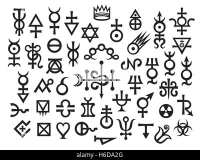 Alchemistische Zeichen, Teil 1: Metalle, Mineralien und Alkali (alchemistische Symbole Set ...