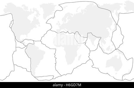 Plattentektonik - Planet Erde mit großen eine kleinere Platten ...