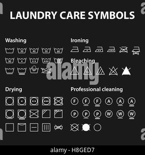 Satz von waschen Symbole (Wäsche Icons) isoliert auf weißem Hintergrund ...