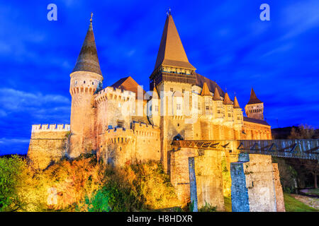 Mittelalterliche Hunyad Corvin Burg Hunedoara Stadt regiom, Siebenbürgen, Rumänien, Europa ...