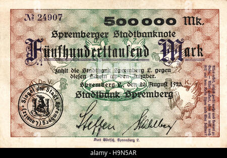 Fünfhunderttausend Reichsmark Banknote, 1923, Deutschland, Europa ...