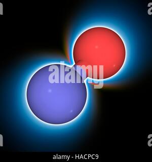 Stickstoffmonoxid. Molekulares Modell des die zweiatomiges chemische ...