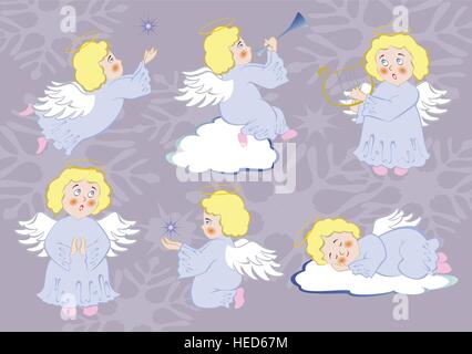 Engel, Engel, Charakter, Cherub, Cartoon, Vektor, Comic, Himmel ...