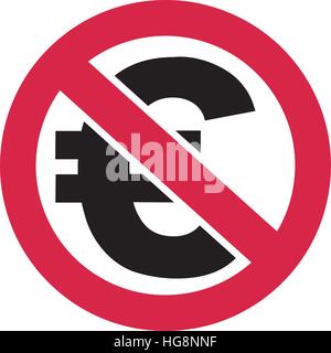Euro-Ban-Symbol. Kein Geld-Vektor-Symbol. Halten Sie das Euro-Schild an ...