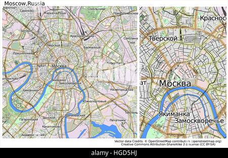 Politische Karte Russlands Hauptstadt Moskau, Landesgrenzen, wichtige ...