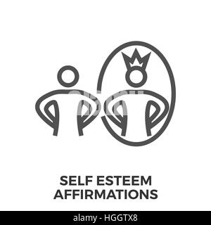 Selbstwertgefühl Affirmationen Linie Symbol, Umriss Symbol, Vektor ...