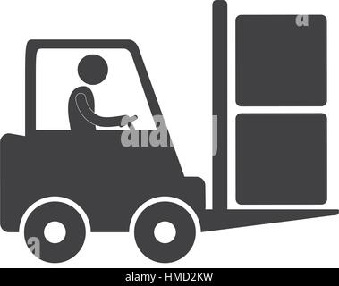 Stapler mit Mann, der Laden von Kartons Vektor Abbildung - Bild ...