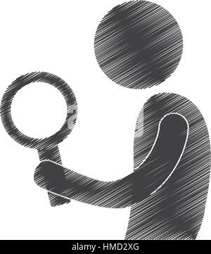 monochrome Piktogramm Mann mit Krawatte und gestreckten Stock ...