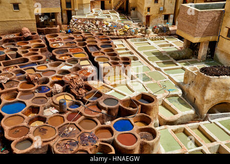 renovierte Chouwara traditionelle Leder Gerberei in alten Fes, Marokko ...