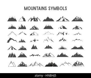 Bergkette Symbolvektor, gefülltes flaches Zeichen, solides Piktogramm ...