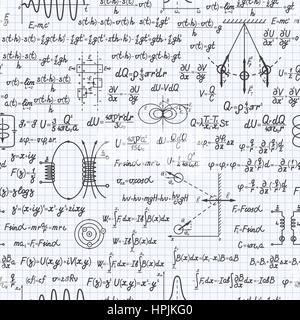 Physische Vektor Musterdesign mit Formeln, Gleichungen und Figuren ...