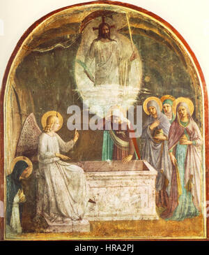 Auferstehung Christi und Frauen am Grab, Zell-8, durch Fra Beato Angelico, 1440-42, Kloster von ...