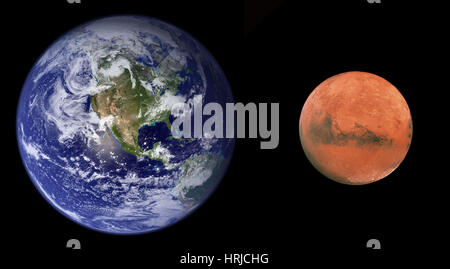 Mars, Erde Größe Vergleich Stockfoto, Bild: 169413942 - Alamy