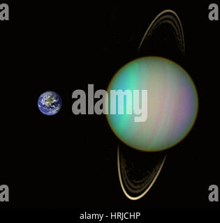 Uranus, der Erde Größe Vergleich 2 Stockfoto, Bild: 169414627 - Alamy