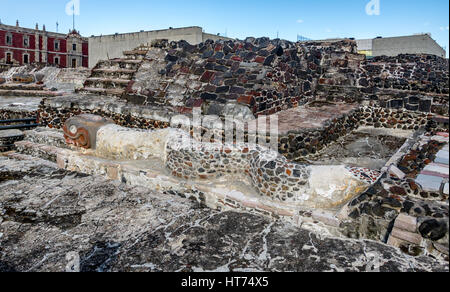 Die Azteken Ruinen des Templo Mayor in archäologischen Stätte von ...