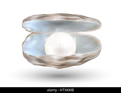 Muschel mit Perle Symbol. Umriss-Illustration der Muschel mit Perle ...