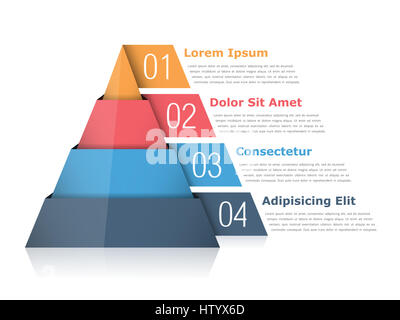 Pyramide Chart mit vier Elemente mit Zahlen und Text, Pyramide ...
