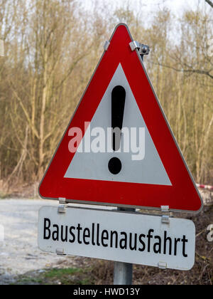 Verkehrszeichen, Baustelle, Achtung, Abfahrt, Schild, Tafel, Zeichen ...