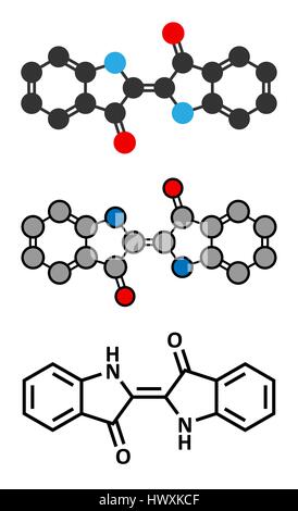 Indigotin-indigo-Farbstoff-Molekül. Verwendet, um Farbe Baumwolle in ...
