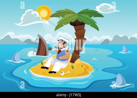 In der Abbildung, ein Cartoon Schiff Segelboot ins Meer geht, einen ...