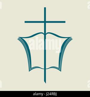Christliche Print. Bibel-Symbole. Die aufgeschlagene Bibel und Taube Stock-Vektorgrafik - Alamy