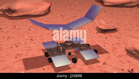 Land Rover auf dem Mars, planet Sonde ausklappen Solarzellen das ...