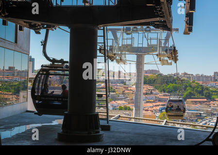 Seilbahn Porto Portugal, Seilbahnen betreten und verlassen eine ...