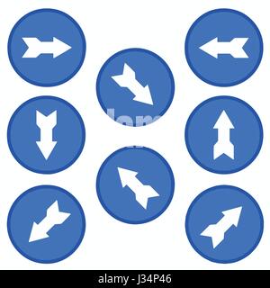 blaue Pfeile im Kreis-Shape-Symbol auf weißem Hintergrund. Vektor ...
