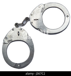 Deutsche Polizei Handschellen isolierten auf weißen Hintergrund ...